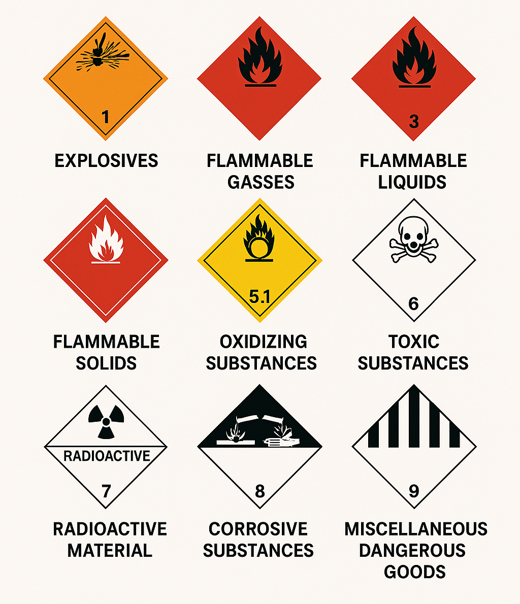 What are the 9 Classes of Dangerous Goods in Transport?